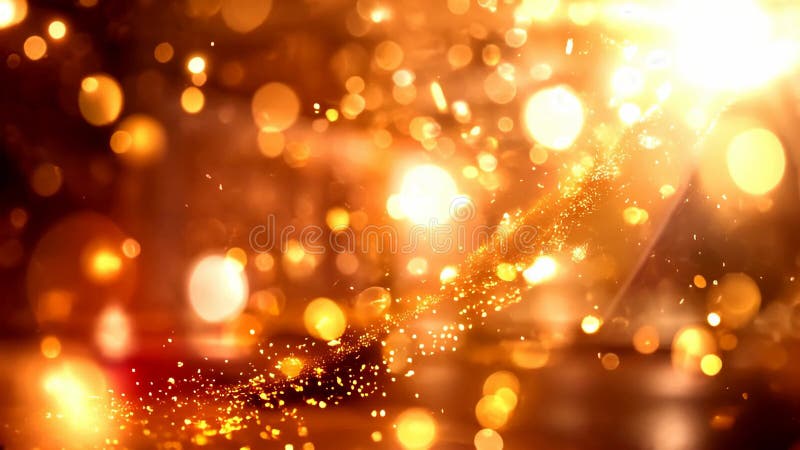 Golden Particles Floating in Soft Focus with Warm Light and Bokeh Effects on Abstract Background ...