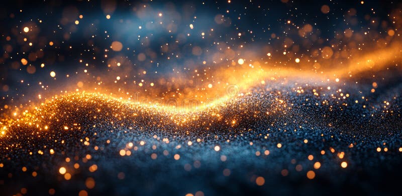Golden Particles Flow Gracefully. Stock Photo - Image of glowing, light ...
