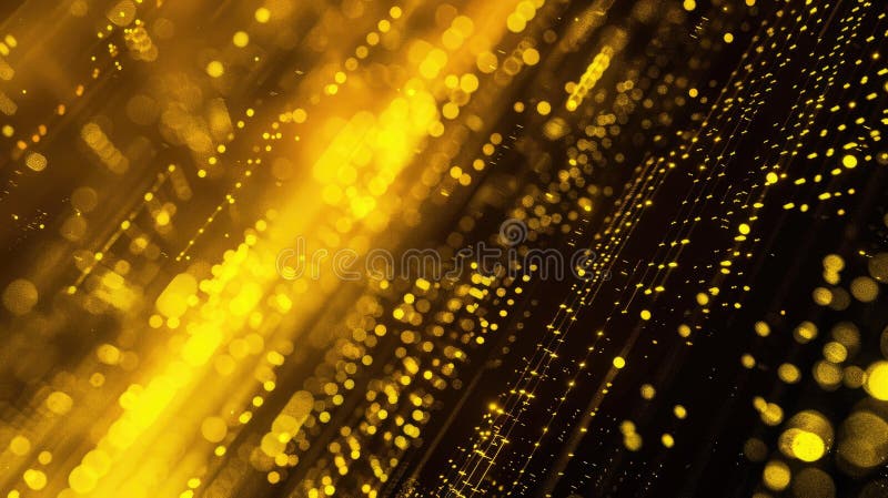 Golden Particles Form a Glowing Net on a Black Background AIG535 Stock ...