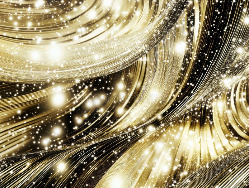 Golden Particles of Light Undulate Across a Black Backdrop Stock Photo ...