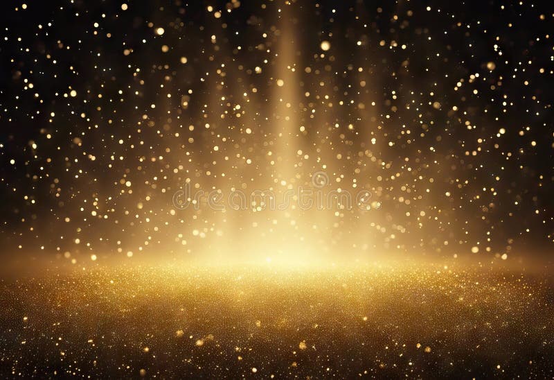 Golden Particles in the Rays of Light on a Black Background for Use ...