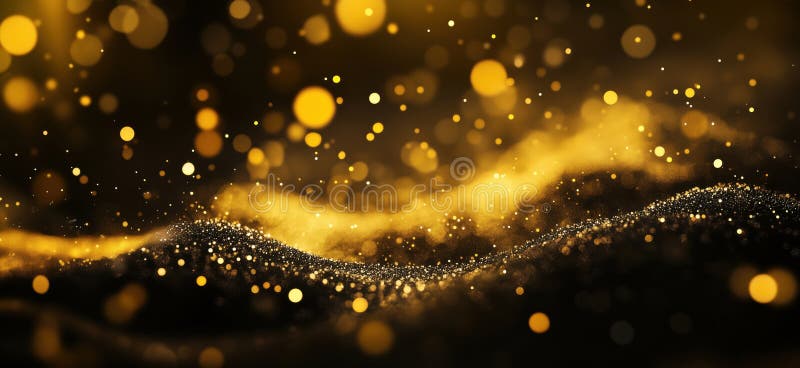 Golden Particles Shimmering in Waves of Light, Creating a Mesmerizing ...