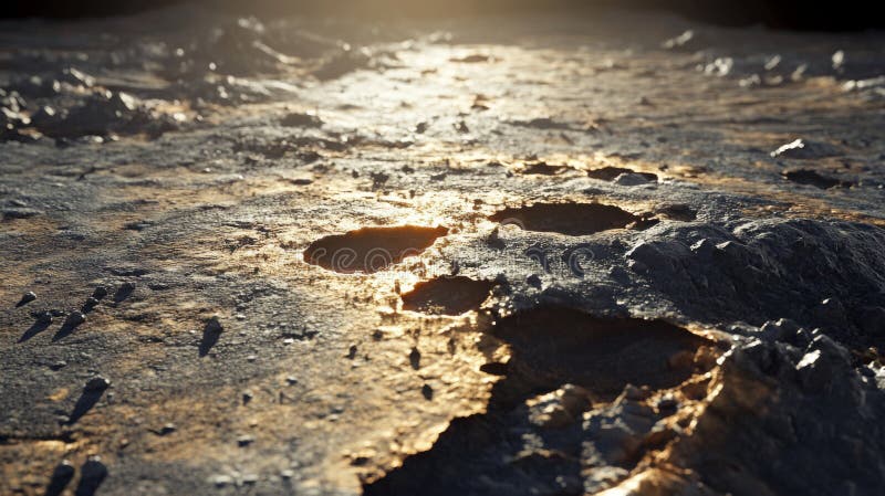 Golden Path Across a Rugged Dark Grey Surface Stock Illustration ...