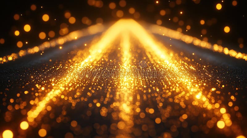 Golden Path, Sparkling Particles, Dark Background, Success Concept ...