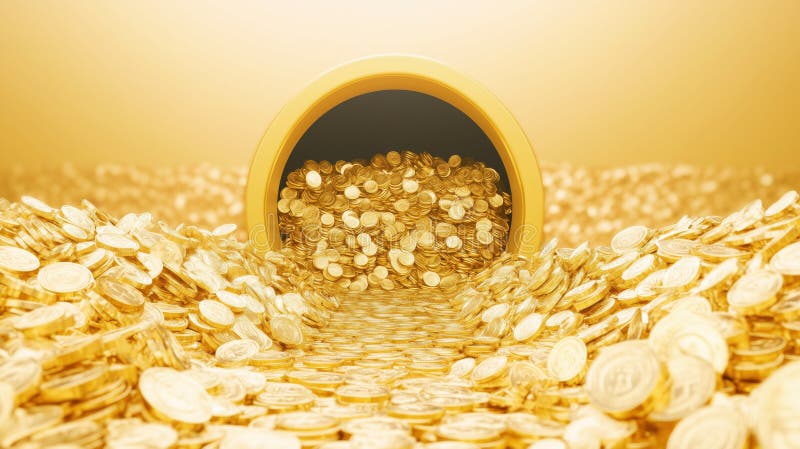 A Golden Pathway Leads To Vault Filled with Wealth and Treasure Stock Illustration ...