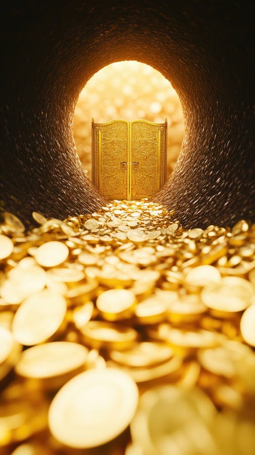 A Golden Pathway Leads To Vault Filled with Wealth and Treasures Stock ...