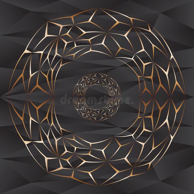 Golden Pattern on Abstract Triangles Paint Background. Screen Vector ...