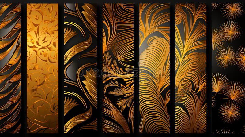 Golden Patterns with Gold Foil Stock Illustration - Illustration of ...