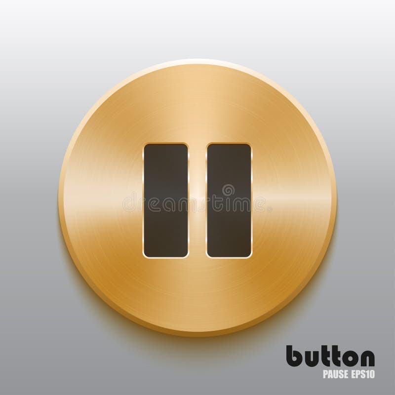 Golden Pause Button with Black Symbol Stock Vector - Illustration of ...
