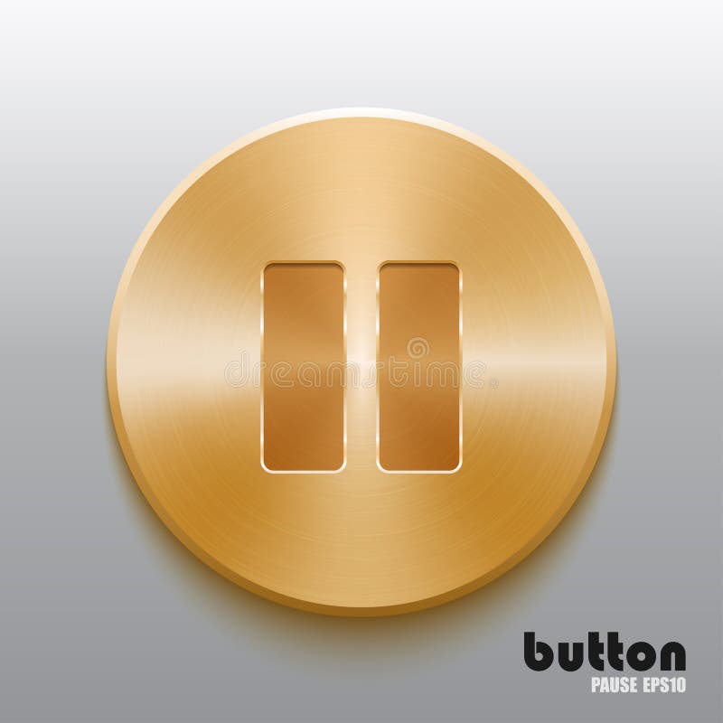 Golden Pause Button with Black Symbol Stock Vector - Illustration of ...