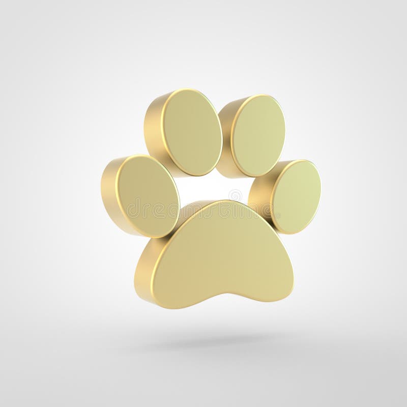 Golden Paw Icon Isolated on White Background. Stock Illustration ...