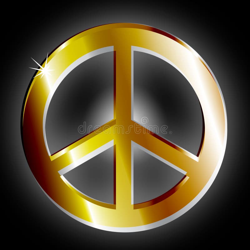 Metallic Gold Peace Sign Stock Illustrations – 125 Metallic Gold Peace ...