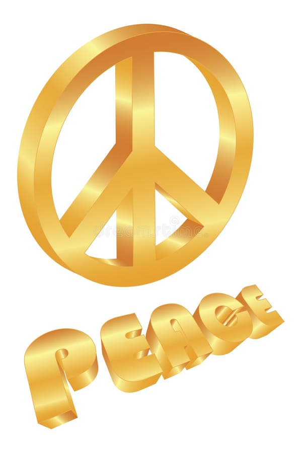 Golden Peace Symbol on White Background Stock Vector - Illustration of ...