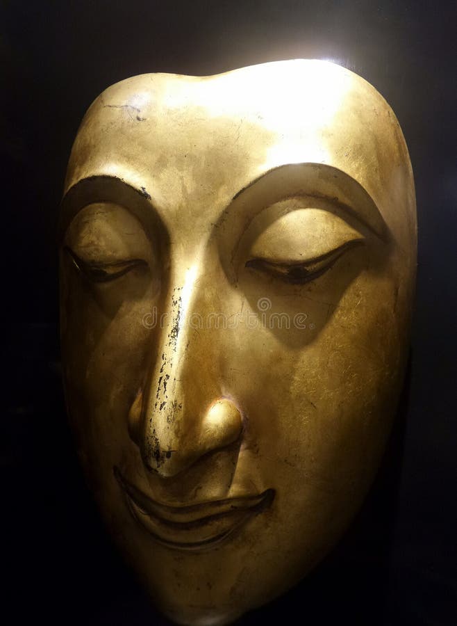 Golden Peaceful Face Sculpture Stock Photo - Image of buddhist, golden ...