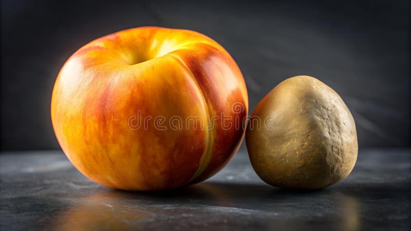 Golden Peach and Stone: a Study in Contrasting Forms AI Generated Stock ...