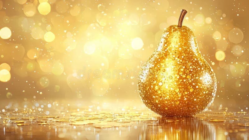 Golden Pear, Sparkling Background, Studio Shot Stock Image - Image of ...