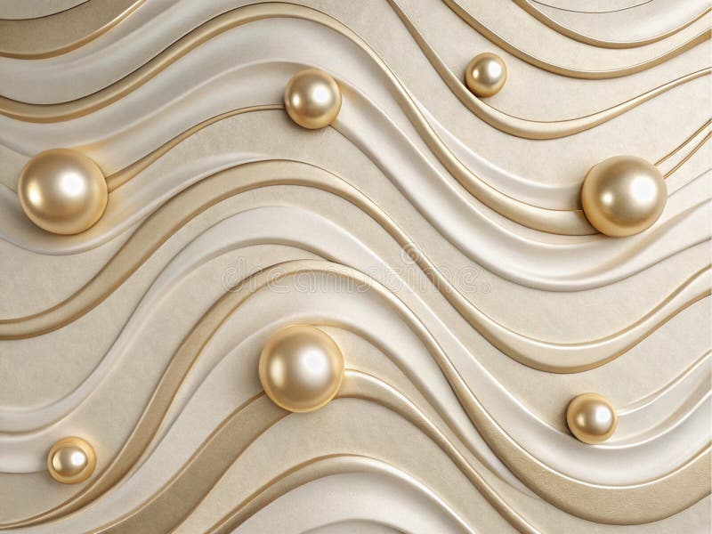 Golden Pearl Waves – Modern 3D Luxury Background Design Stock ...