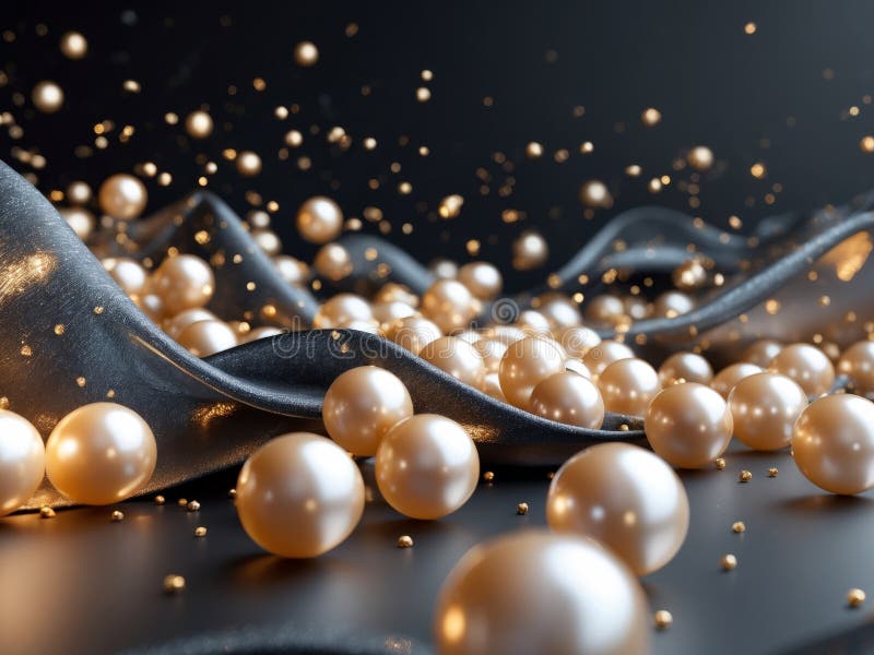 Golden Pearls on Abstract Luxurious Festive Design Stock Photo - Image ...