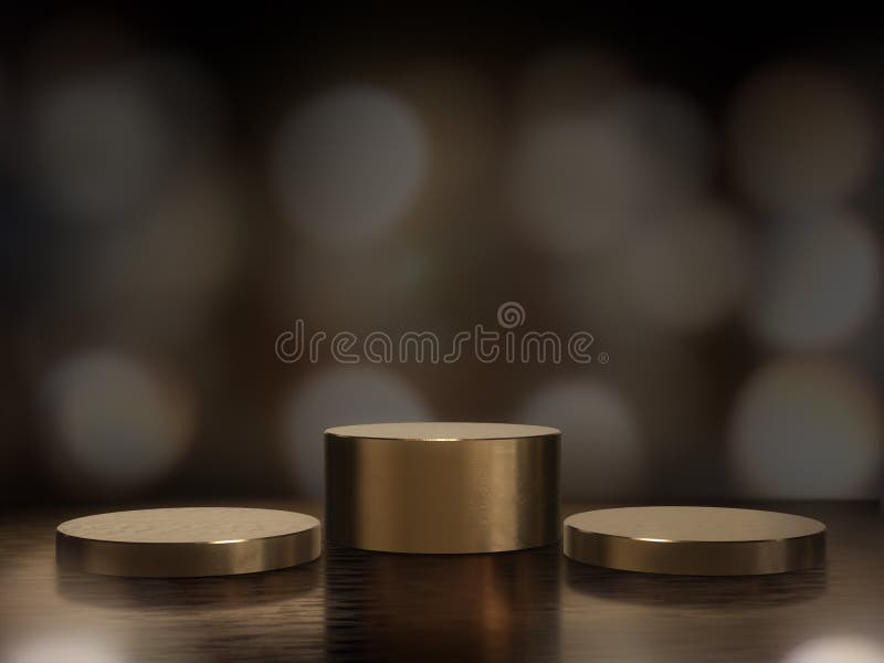 Golden Pedestal for Display, Platform for Design, Blank Product Stand ...