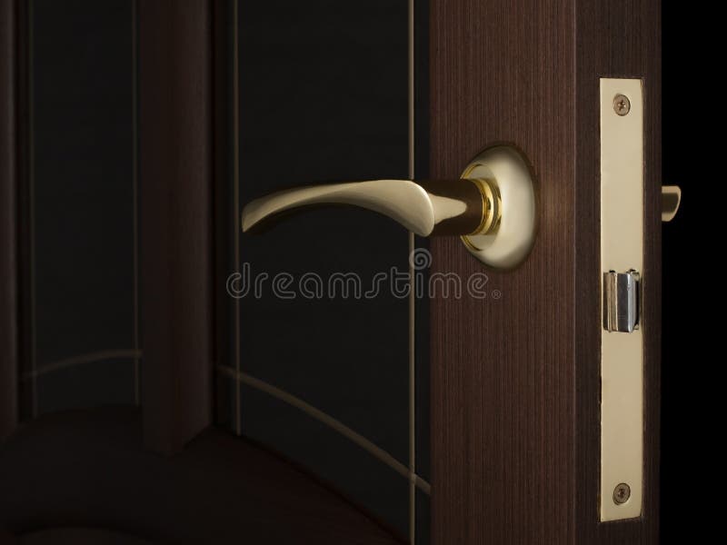White Door Golden Handle Opening Dark Room Stock Photos - Free ...