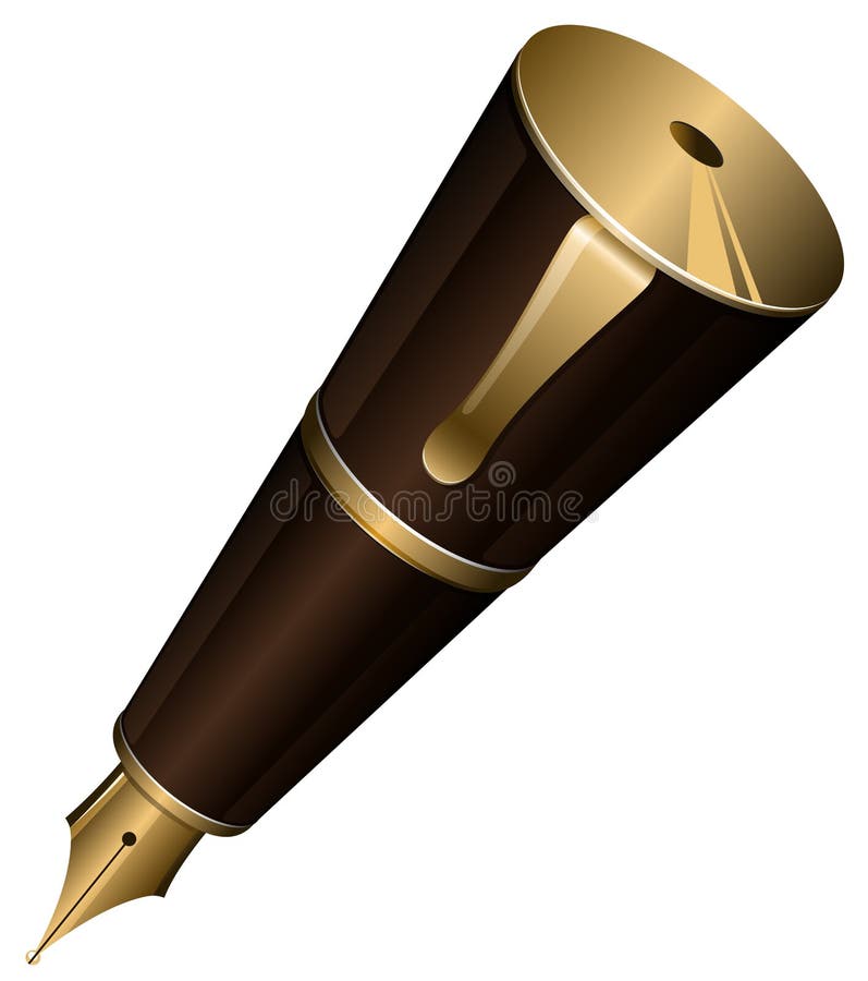 Golden pen stock vector. Illustration of icon, composition - 65087622