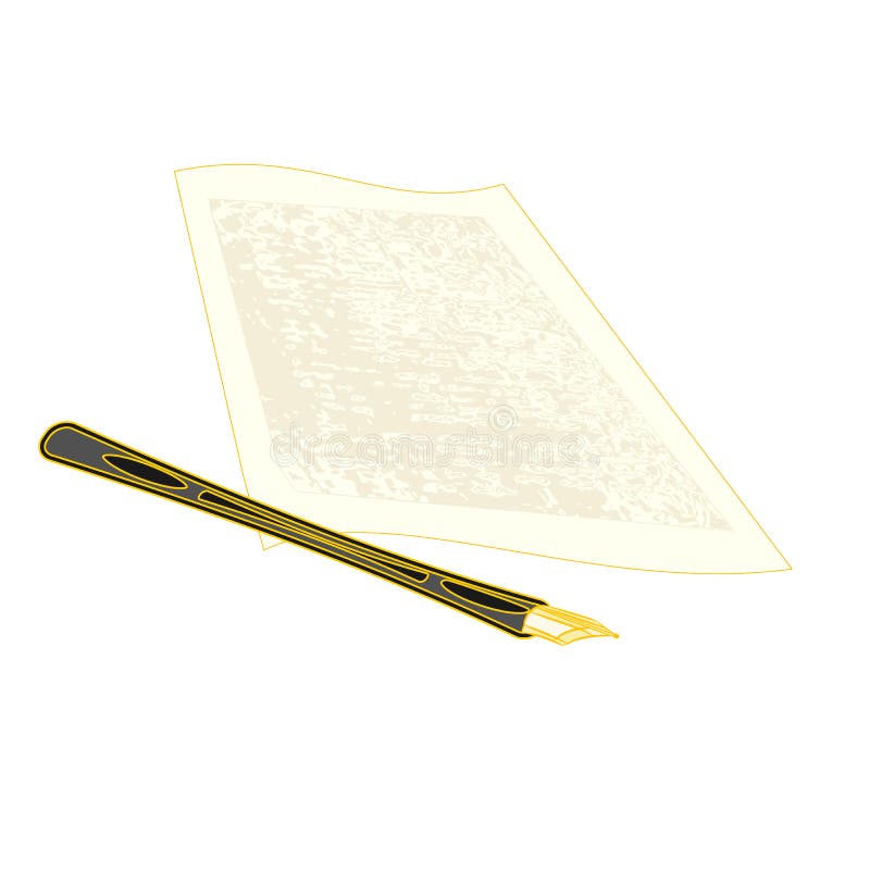 Golden Pen and the Manuscript Vector Stock Vector - Illustration of ...