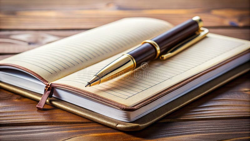 Golden Pen Resting on Open Notebook, Pen, Notebook, Writing, Business ...