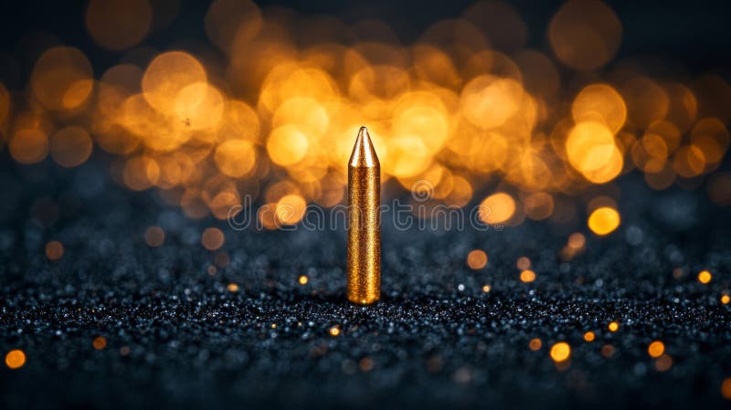 Golden Pencil Point in Sparkling Glitter Background Stock Illustration ...
