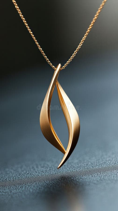 Golden Pendant Hanging on a Thin Chain, Casting a Shadow on a Dark ...
