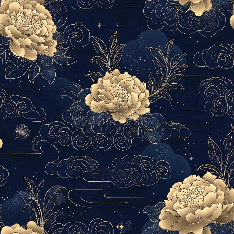 Auspicious Cloud of Oriental Seamless Pattern Stock Illustration ...