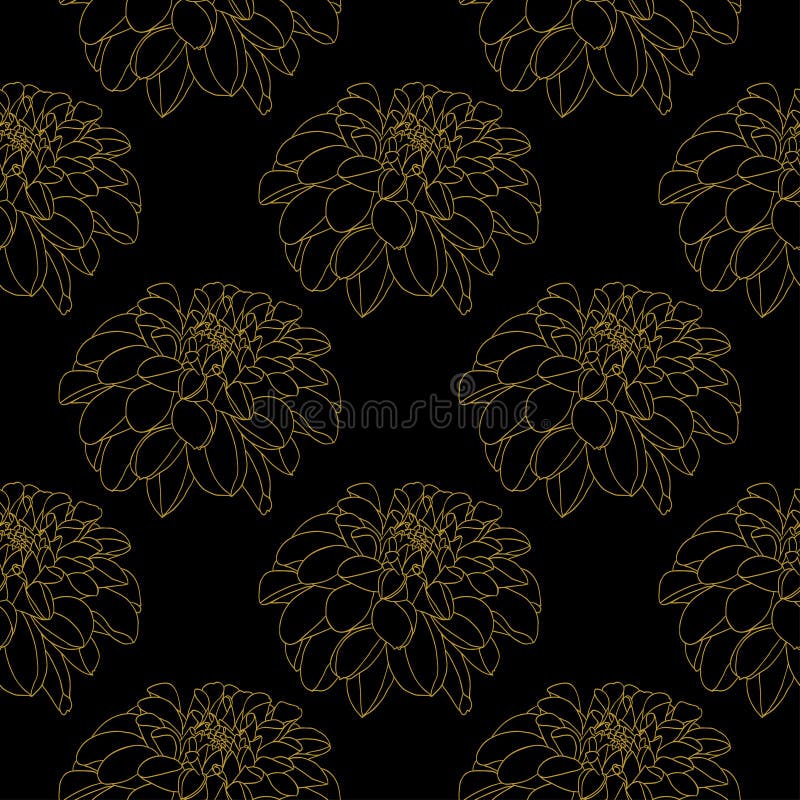Golden Peony Decor Seamless Pattern Stock Illustration - Illustration ...