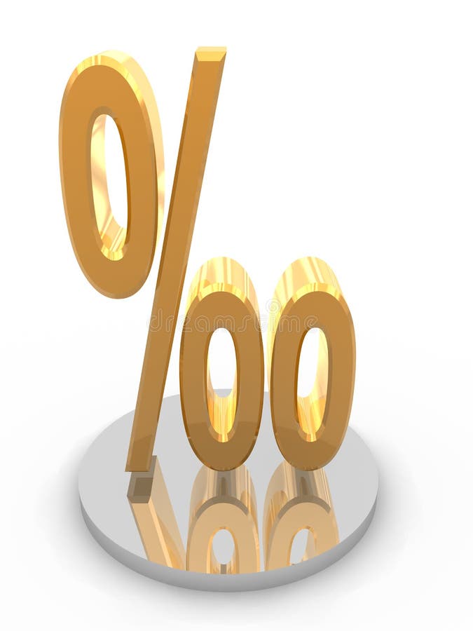 Golden per mil symbol stock illustration. Illustration of render - 10223925