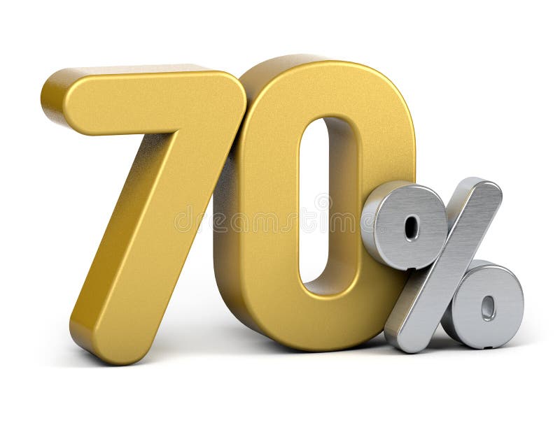 Golden 70 Percent Isolated On White Background Special Offer Seventy
