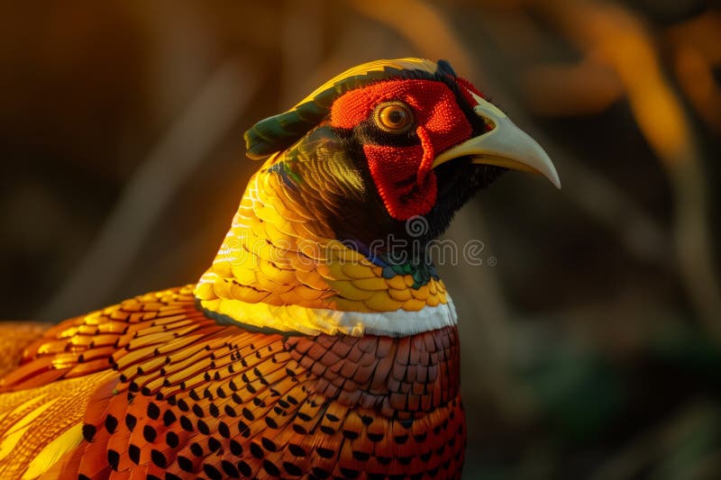 Golden Pheasant Illuminated by Golden Hour Light Stock Image - Image of ...