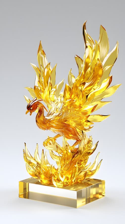 Golden Phoenix Sculpture with Vibrant Details Stock Illustration ...