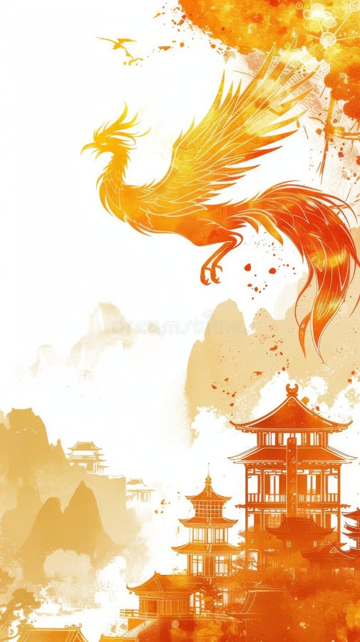 The Golden Phoenix a Magical Radiance of Ethereal Light Stock ...