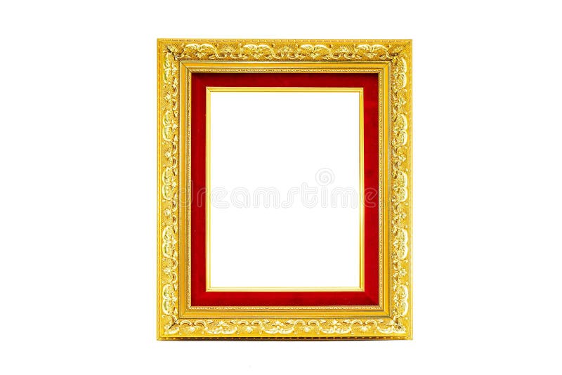 Golden Photo Frame on Isolated Background Stock Image - Image of gold ...