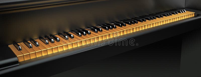 Golden piano keys stock illustration. Illustration of concert - 78744704