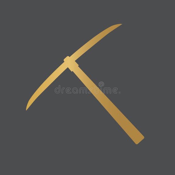 Golden pickaxe icon stock vector. Illustration of glitter - 177750753