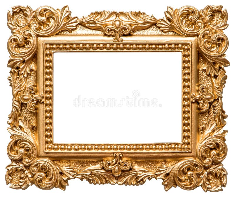 Golden Picture Frame. Vintage Object Isolated on White Stock Image ...