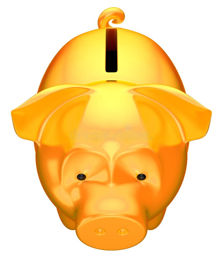 Golden Piggy Bank Top View Isolated Stock Illustration - Illustration ...