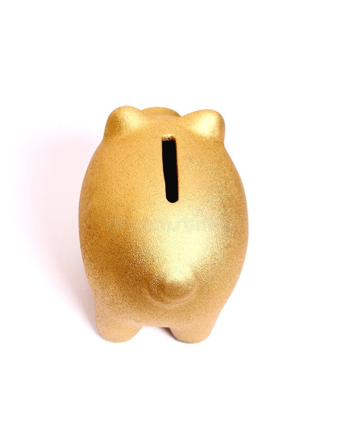Golden Piggy Bank from Top View Stock Photo - Image of golden, artefact ...