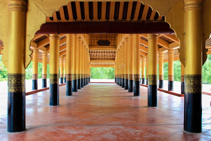 Hall with wooden pillars 2 stock image. Image of modern - 5759043