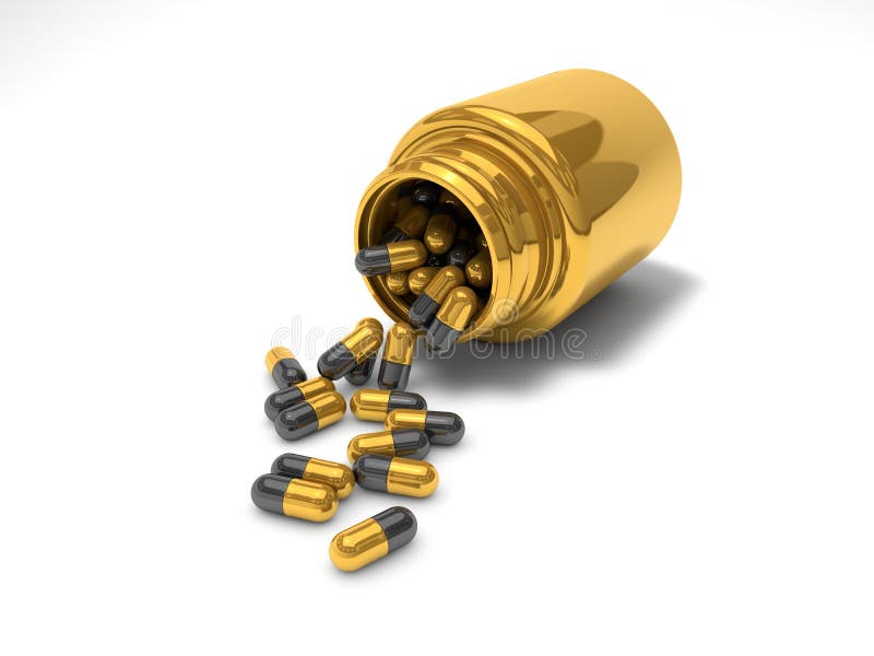 Golden pills stock illustration. Illustration of medication - 11927925