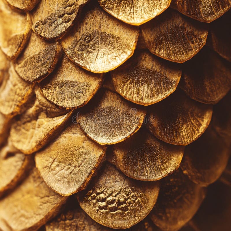 Golden Pine Cone Scales Macro Texture Stock Illustration - Illustration ...