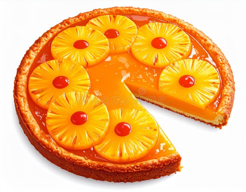 Golden Pineapple Tart with Cherry Garnish Stock Illustration ...