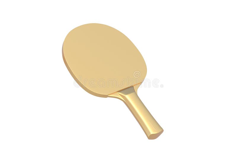 Golden Ping Pong Paddle Isolated on White Background Stock Illustration ...