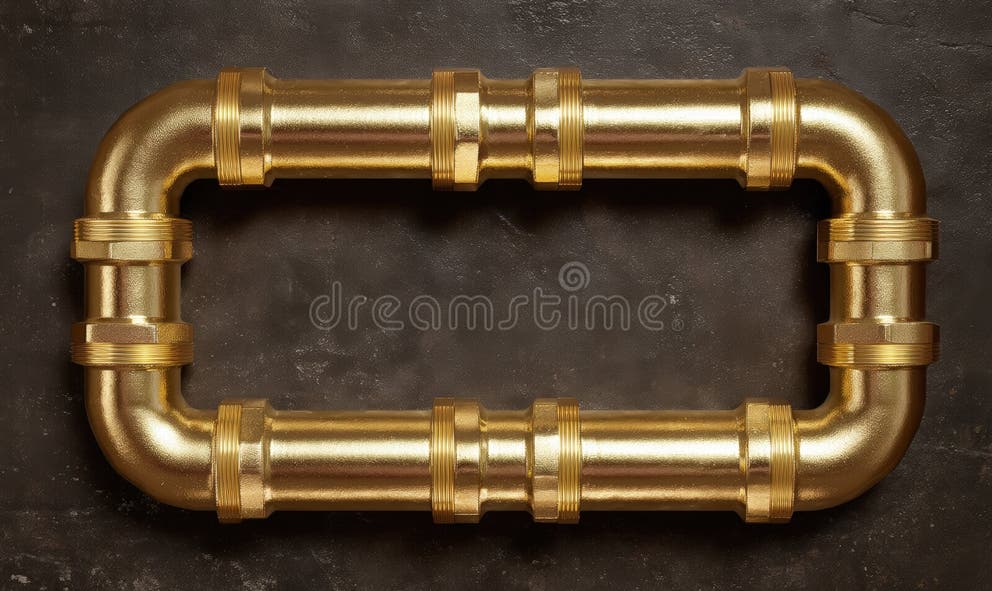 A Golden Pipe Frame on a Dark Background. Stock Illustration ...