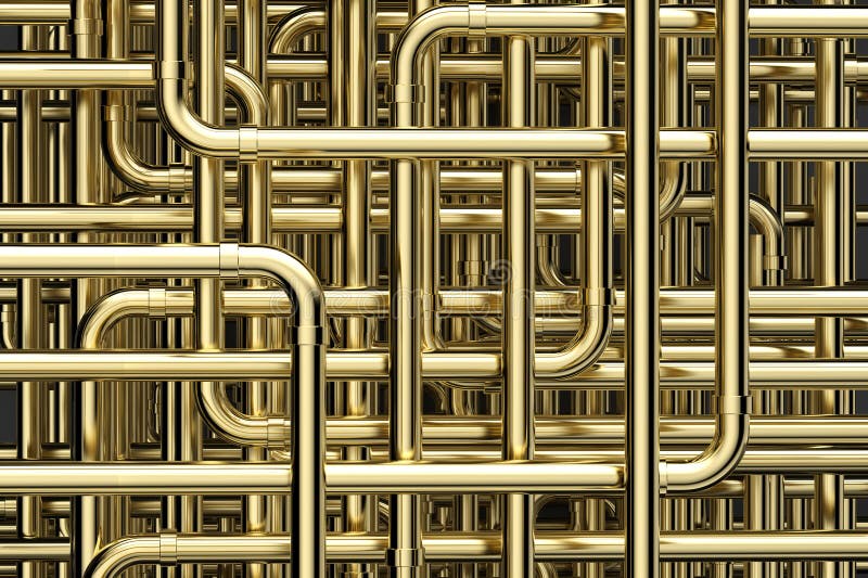 Golden Pipe Maze or Pipeline Background Stock Illustration ...