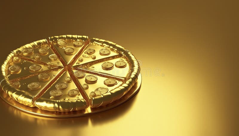 Golden pizza stock illustration. Illustration of reflective - 318060883